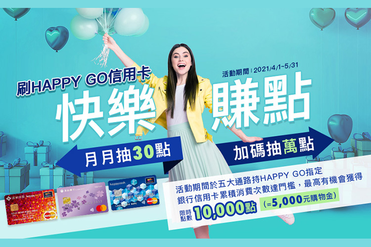 HAPPY GO持卡快樂賺點 累積消費月月抽30點｜卡優新聞網