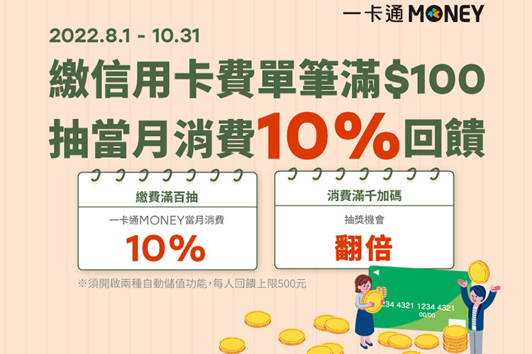 一卡通MONEY繳信用卡費 抽當月消費金額10%回饋 | beanfun!