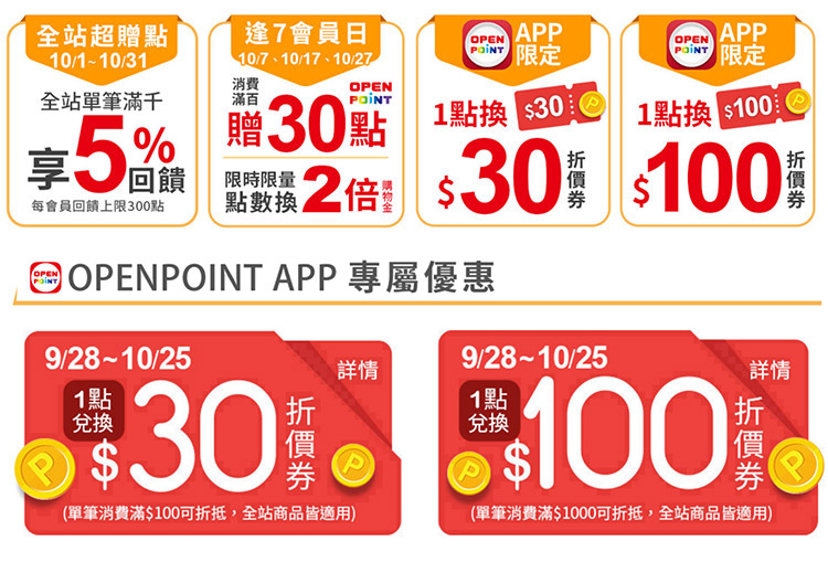 OPEN POIN十月點數優惠 全站滿千享5%回饋 | beanfun!