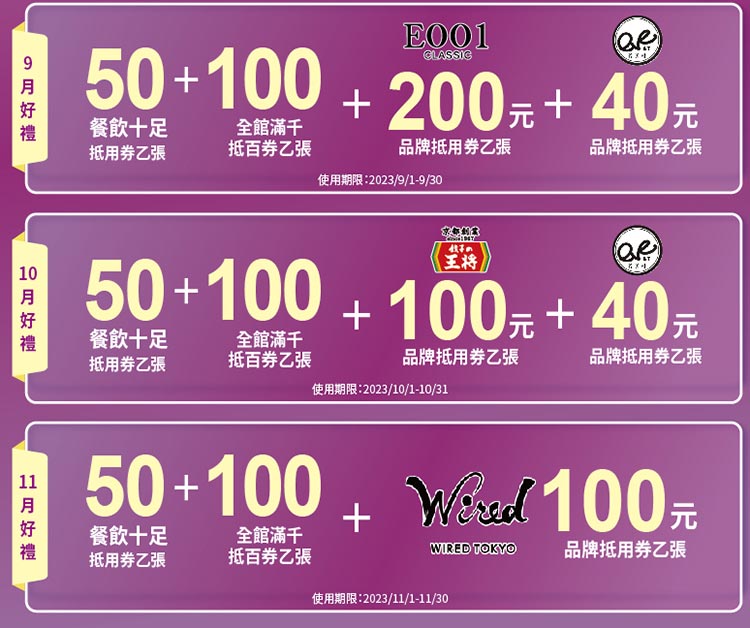 秋季點數大禮包 統一時代百貨月月領券 | beanfun!